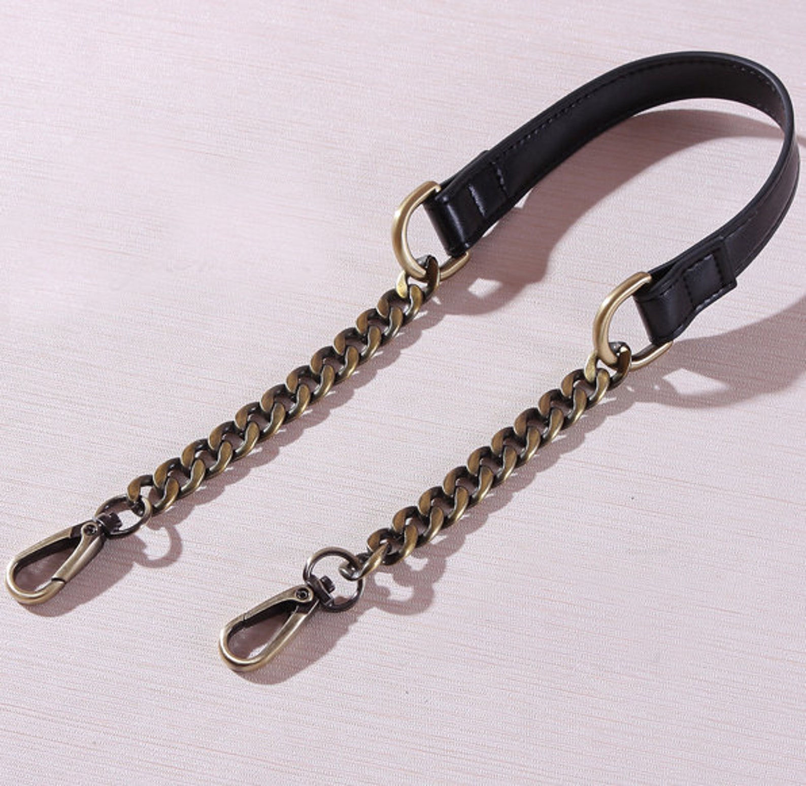 High Quality Purse Chain Black Leather Strap Metal Shoulder | Etsy