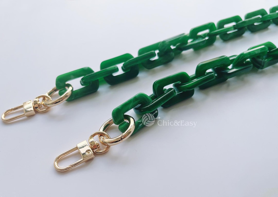 Acrylic Purse Chain Strap: Green Plastic Bag Handle With Metal Clasps ...