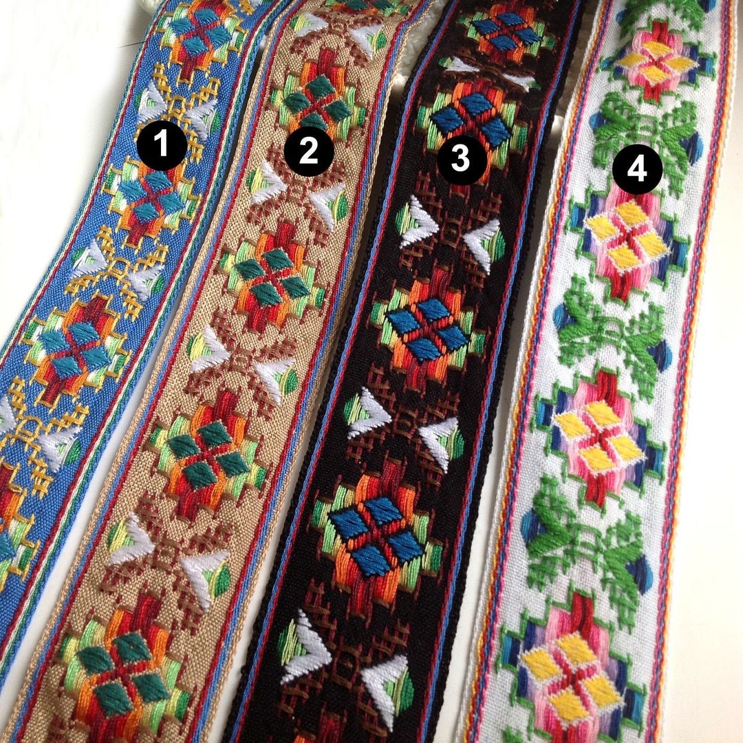 1 Yard Geometric Jacquard Ribbon Woven Trim Border Embroidered Ribbon ...