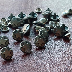 PACK of 10 Gunmetal 10mm Star Rivets Studs Leather Studs Leather Craft ...