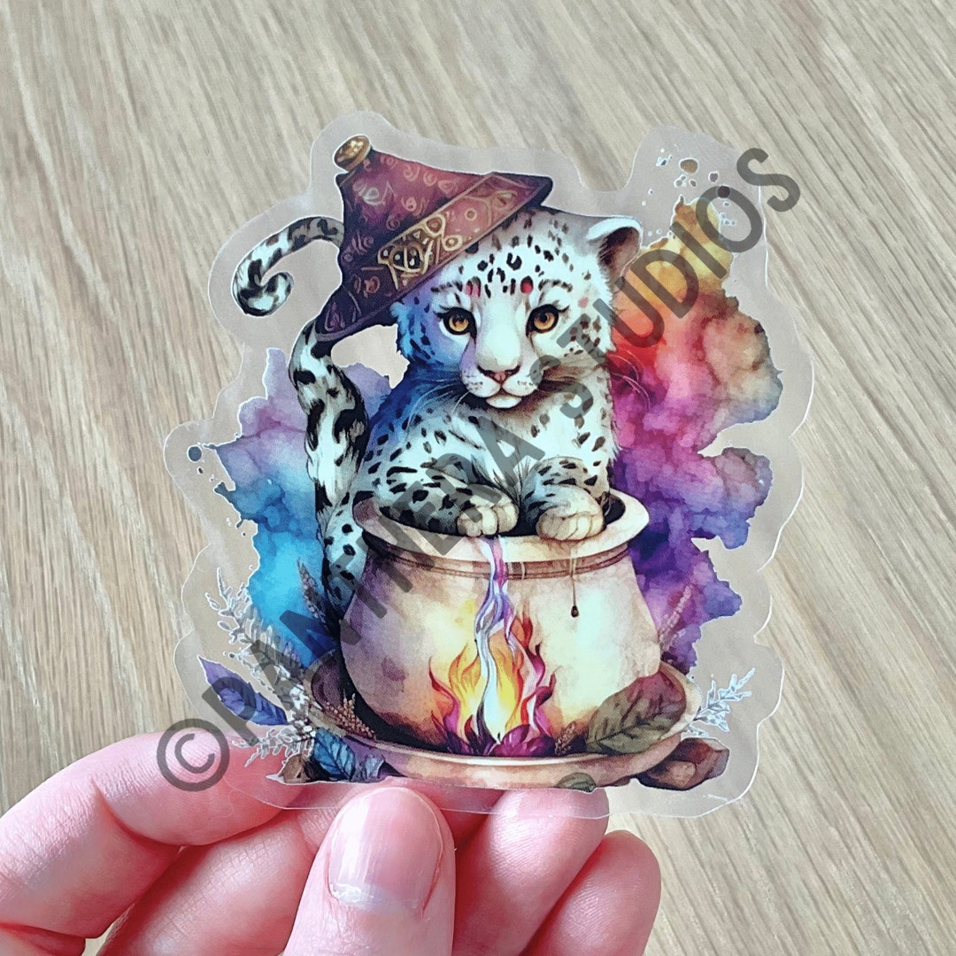 Cute Snow Leopard Sticker Clear Glossy Waterproof Vinyl - Etsy Sweden