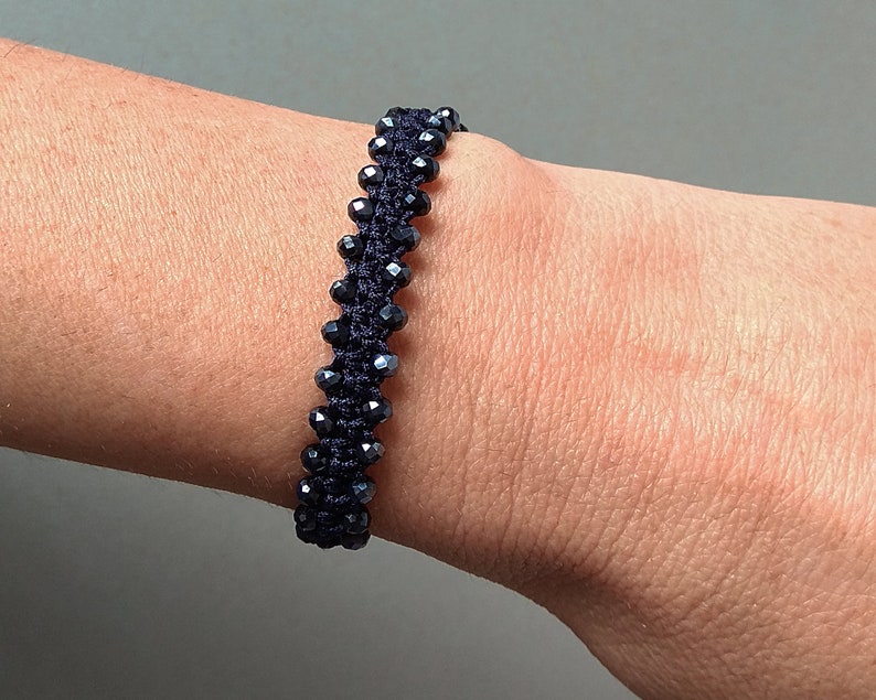 Navy Blue Choker Necklace for Women, Crystal Beaded Choker, Dainty ...