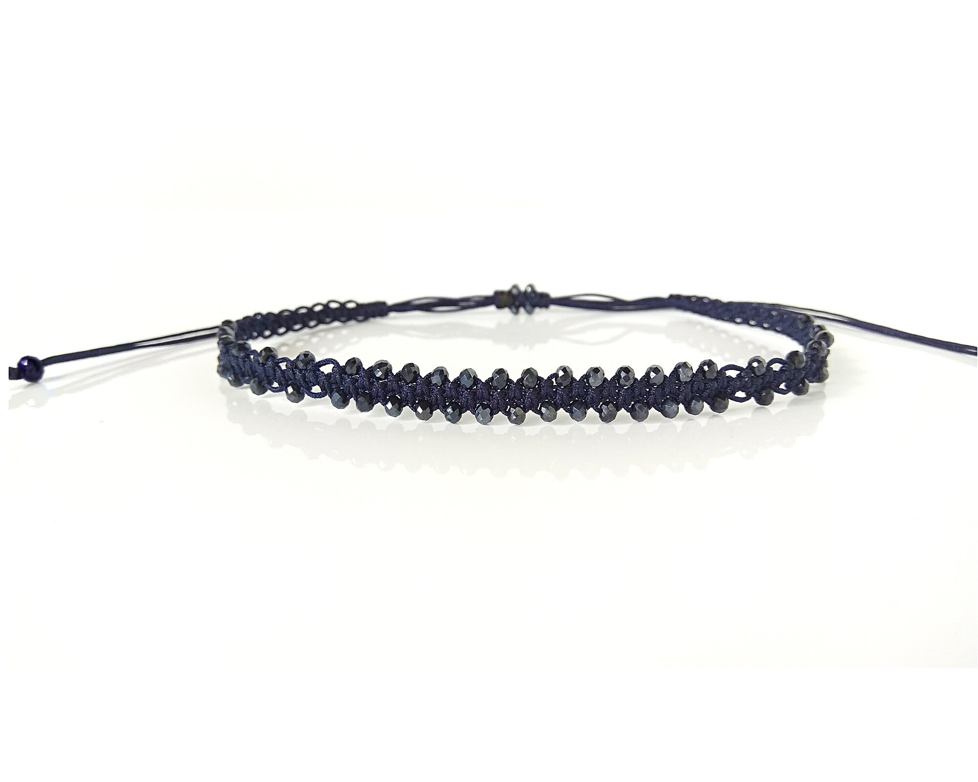 Navy Blue Choker Necklace for Women, Crystal Beaded Choker, Dainty ...
