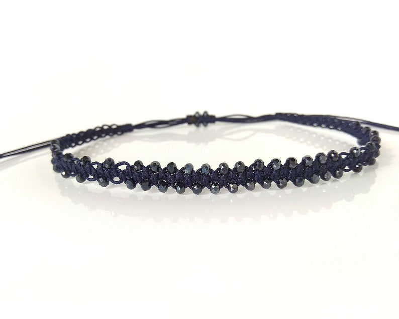 Navy Blue Choker Necklace for Women, Crystal Beaded Choker, Dainty ...