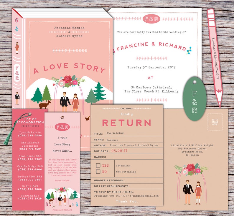 A Love Story Book Style Wedding Invitation Bundle | Etsy