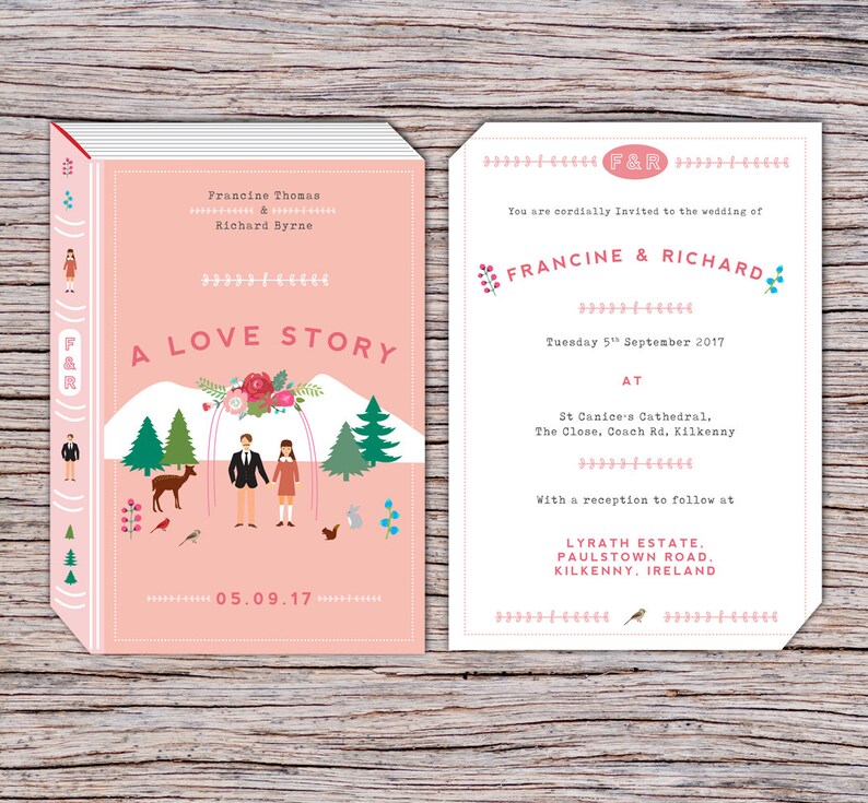 A Love Story Book Style Wedding Invitation Bundle | Etsy