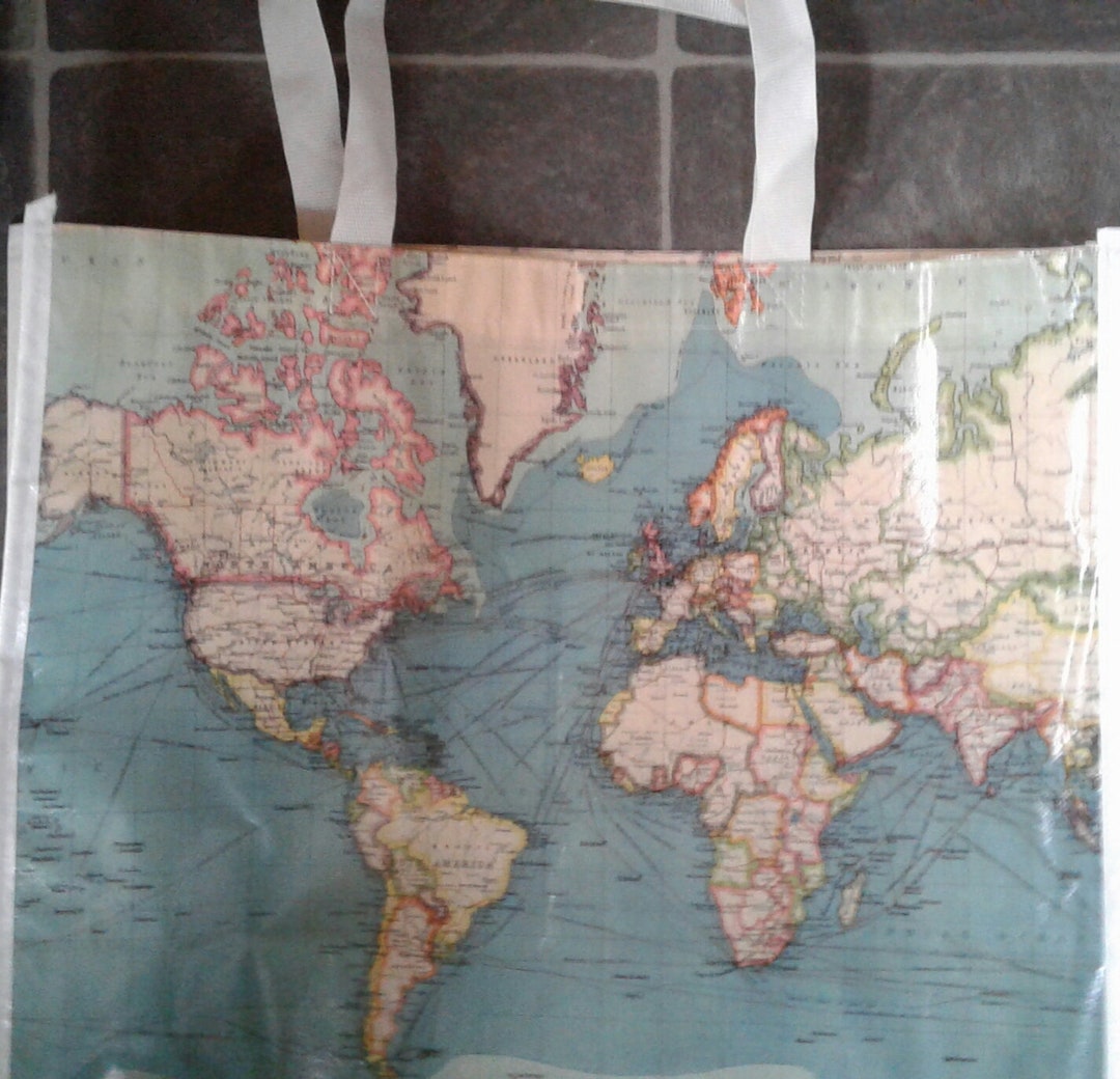 Quirky World Map Atlas World Reusable Wipeable Shopping Bag - Etsy