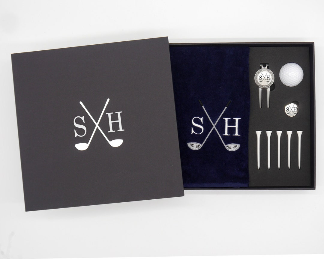 Personalised Golf Gift Box Set Embroidered Golf Towel, Golf Repair Tool ...