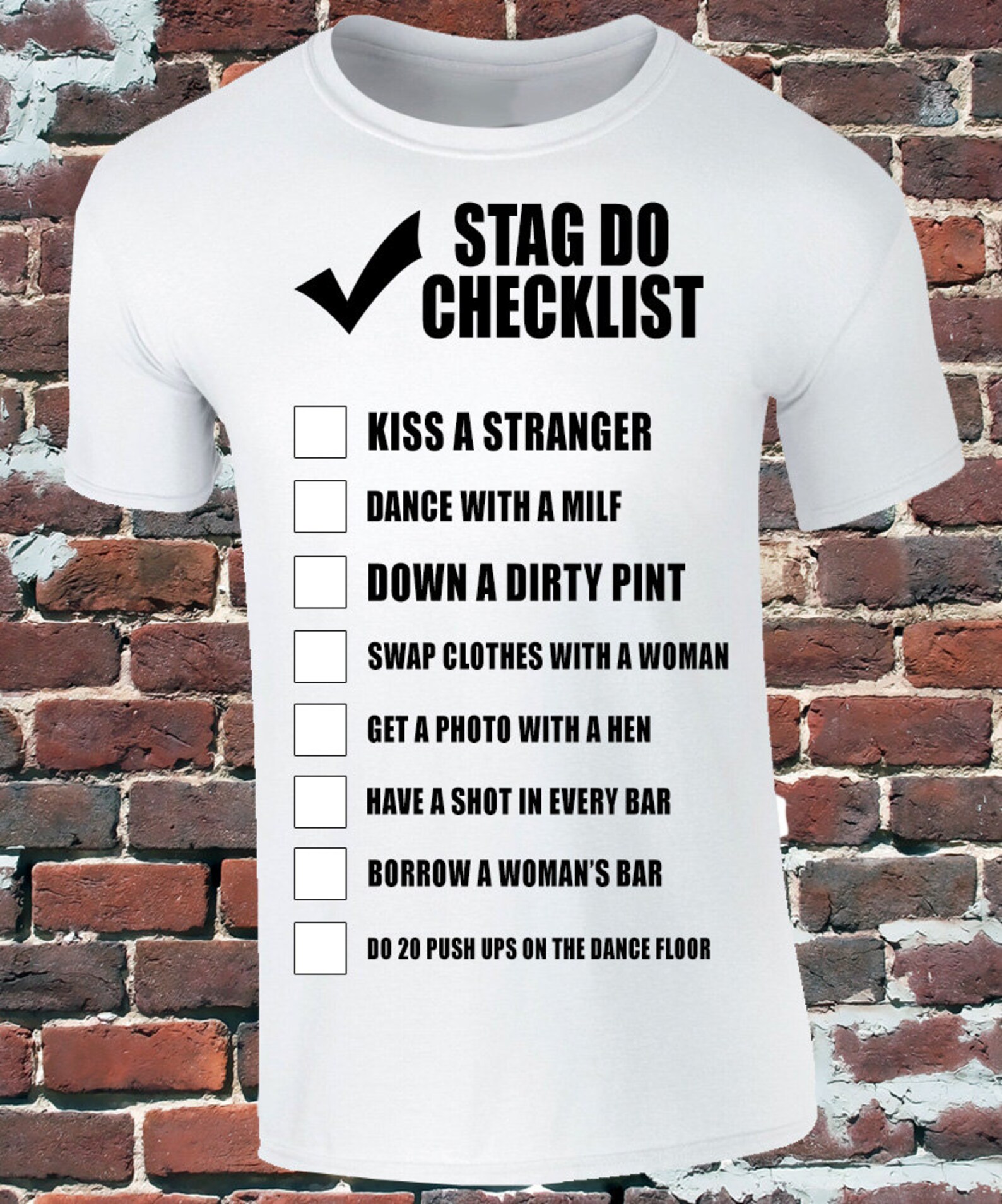 The Stag Do Checklist T Shirt Stag Do Tshirt Etsy