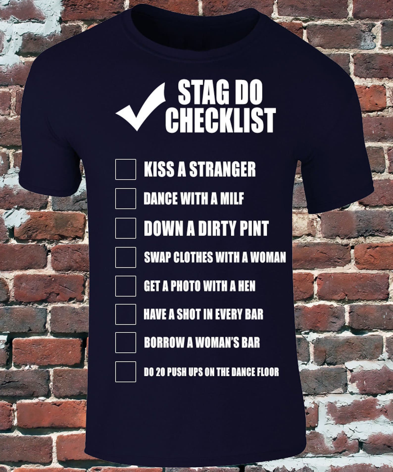 The Stag Do Checklist T Shirt Stag Do Tshirt Etsy
