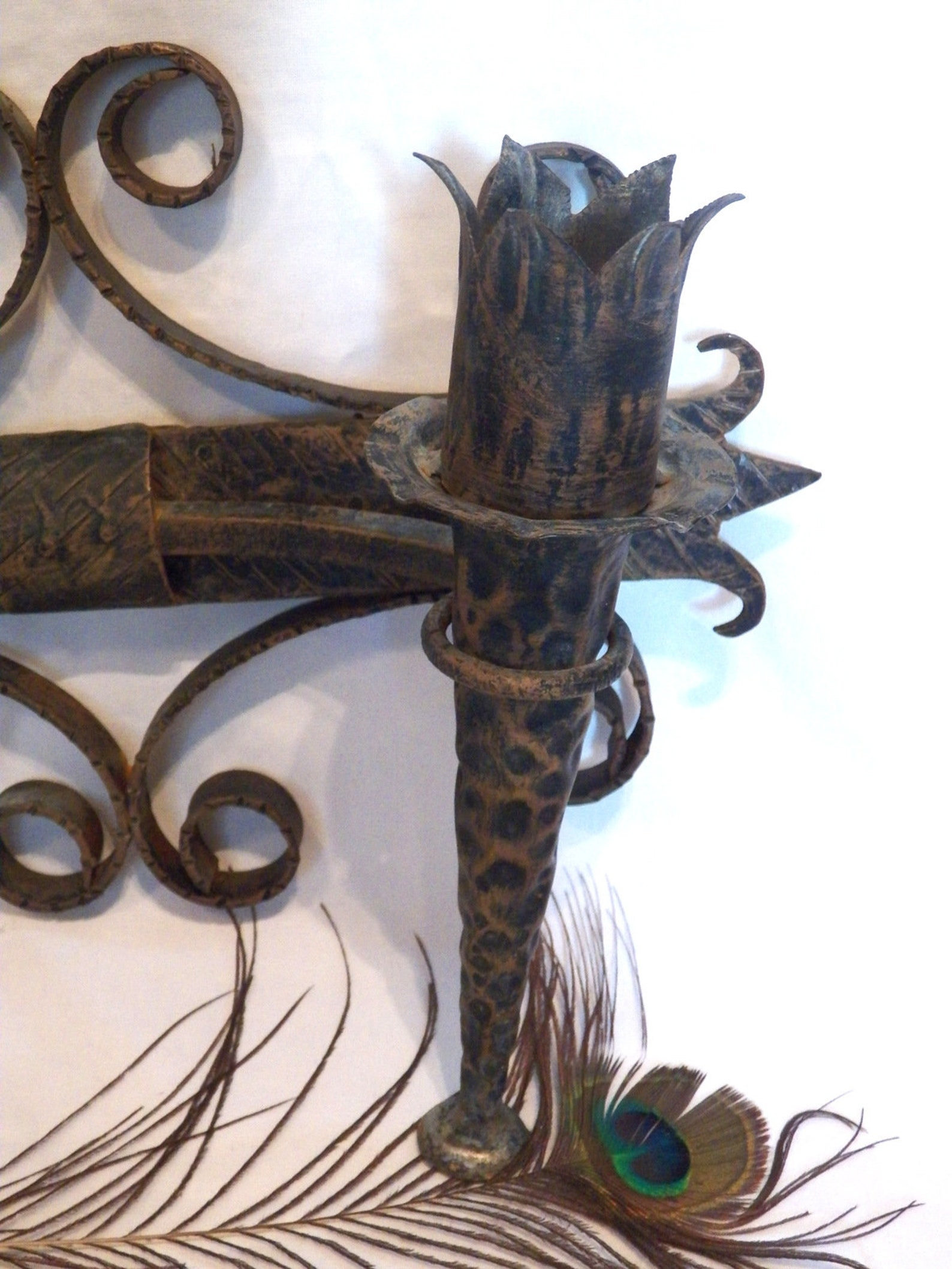 Large Torch Candelabra, Medieval Candelabrum, Wrought Iron Candlestick ...