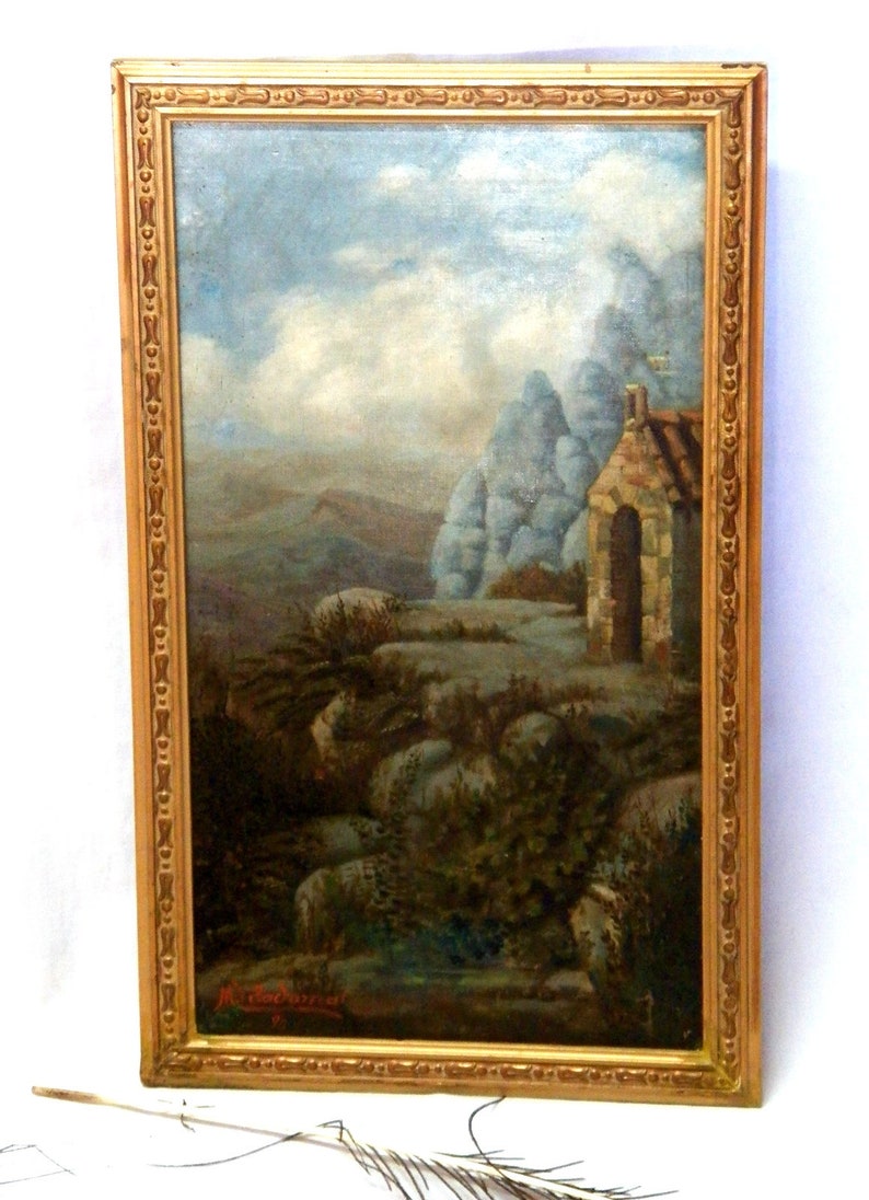 Antique Oil Canvas Symbolist Landscape 19th Catalan - Etsy