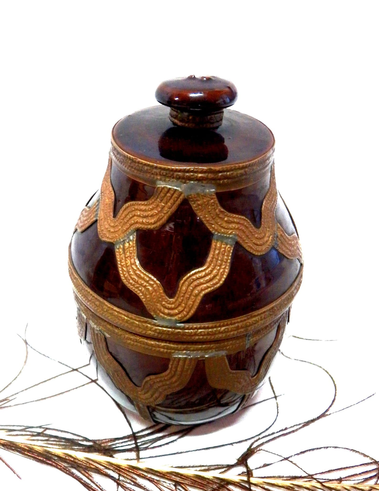 Antique Moroccan Tibor Ceramic Embossed Metal Tibor Tea | Etsy