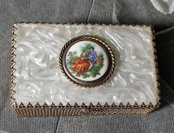 Antique Openwork Metal Jewelry Box, Small Metal Jewel… - Gem