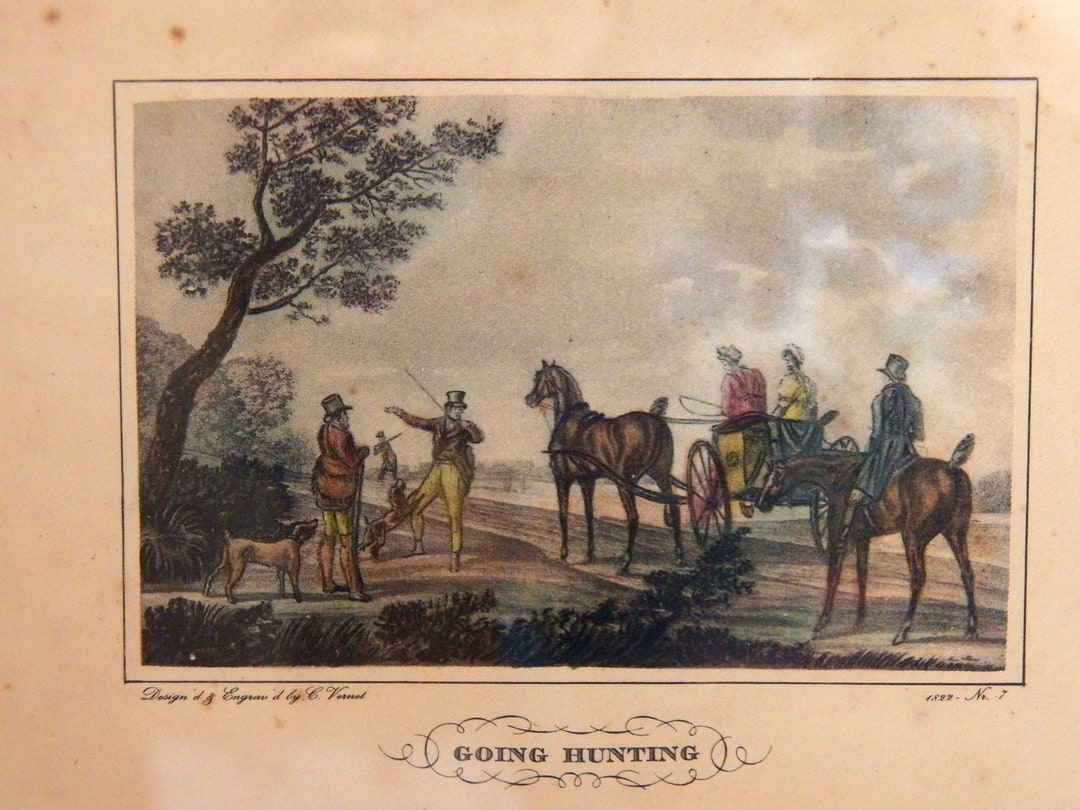 Antique Engraving 19th, Hunting Engraving, English Hunting Scene, Going ...