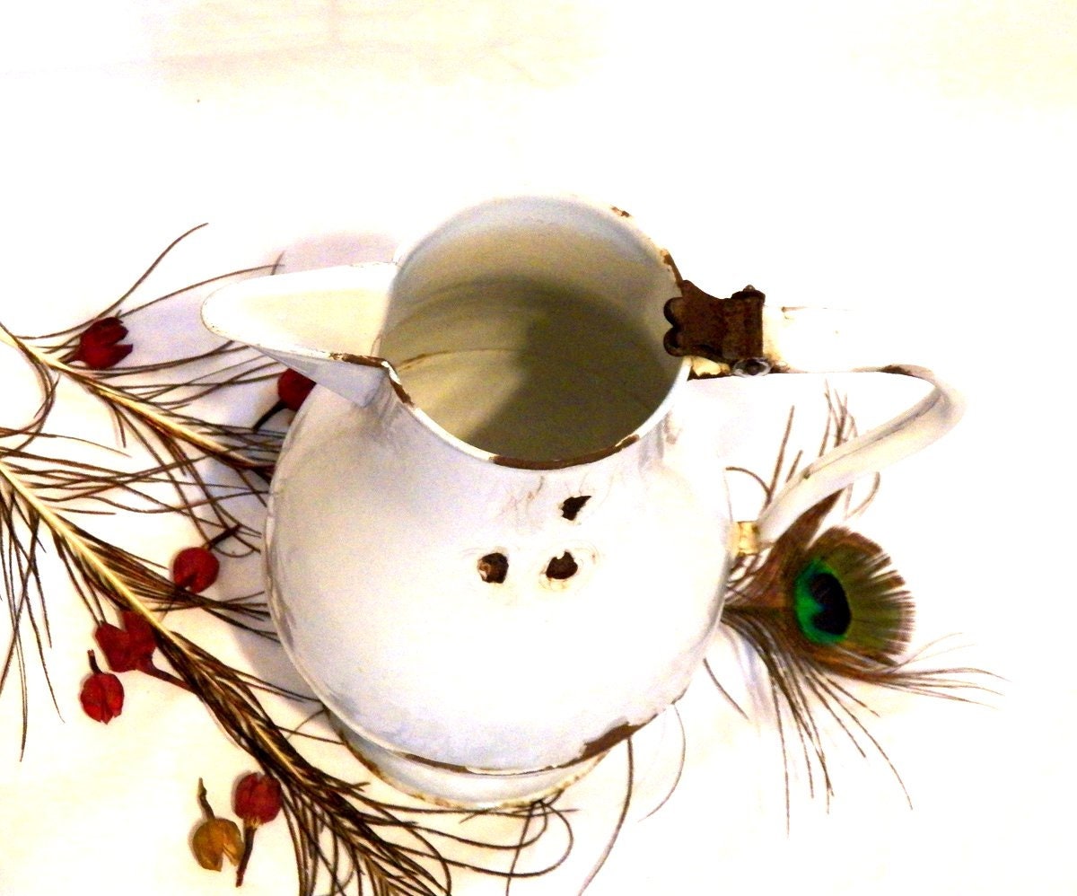 Antique Pitcher Porcelain Metal Pitcher Large Pitcher | Etsy