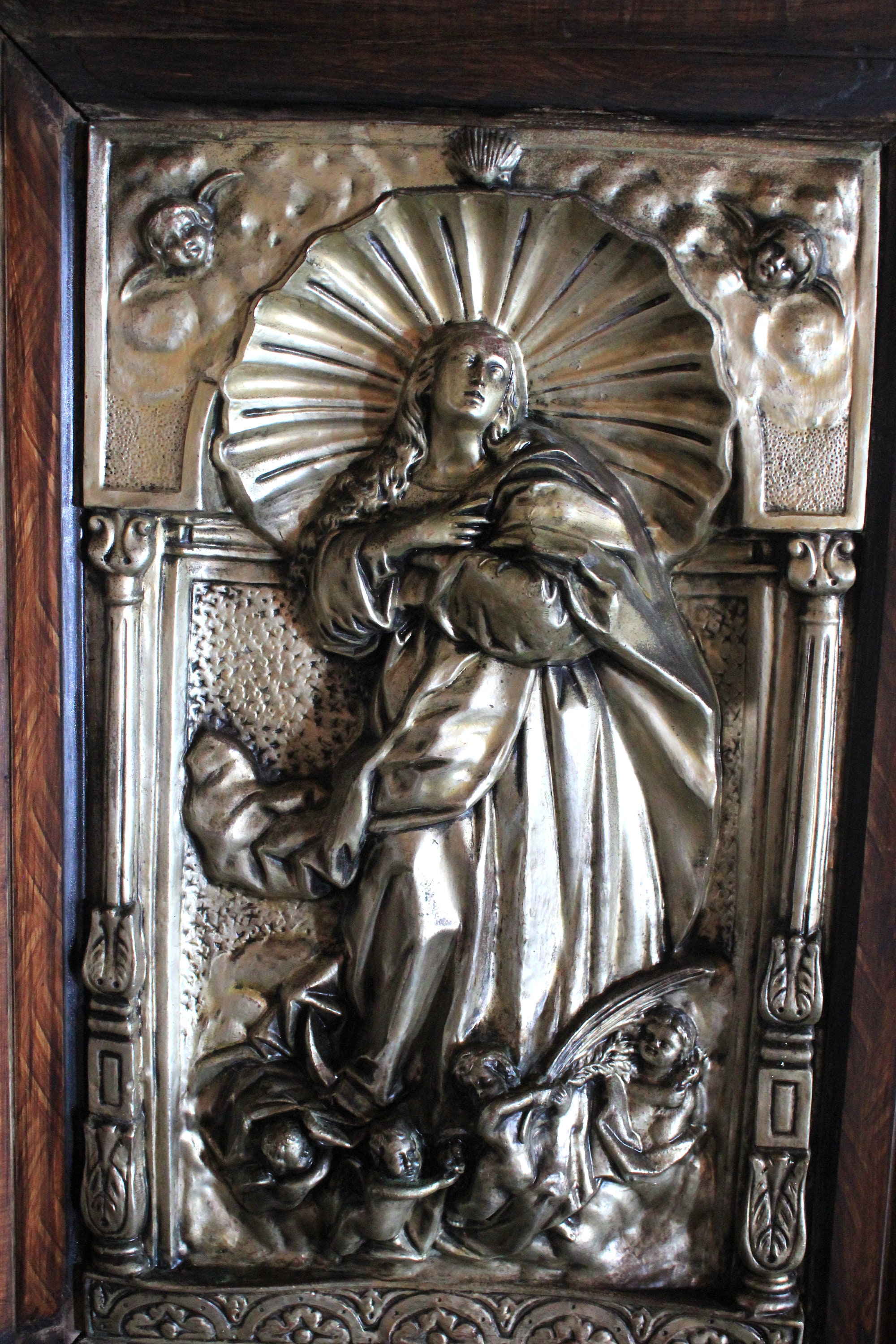 Plaque of the Virgin Immaculate Conception, Silver Metal Plaque With ...