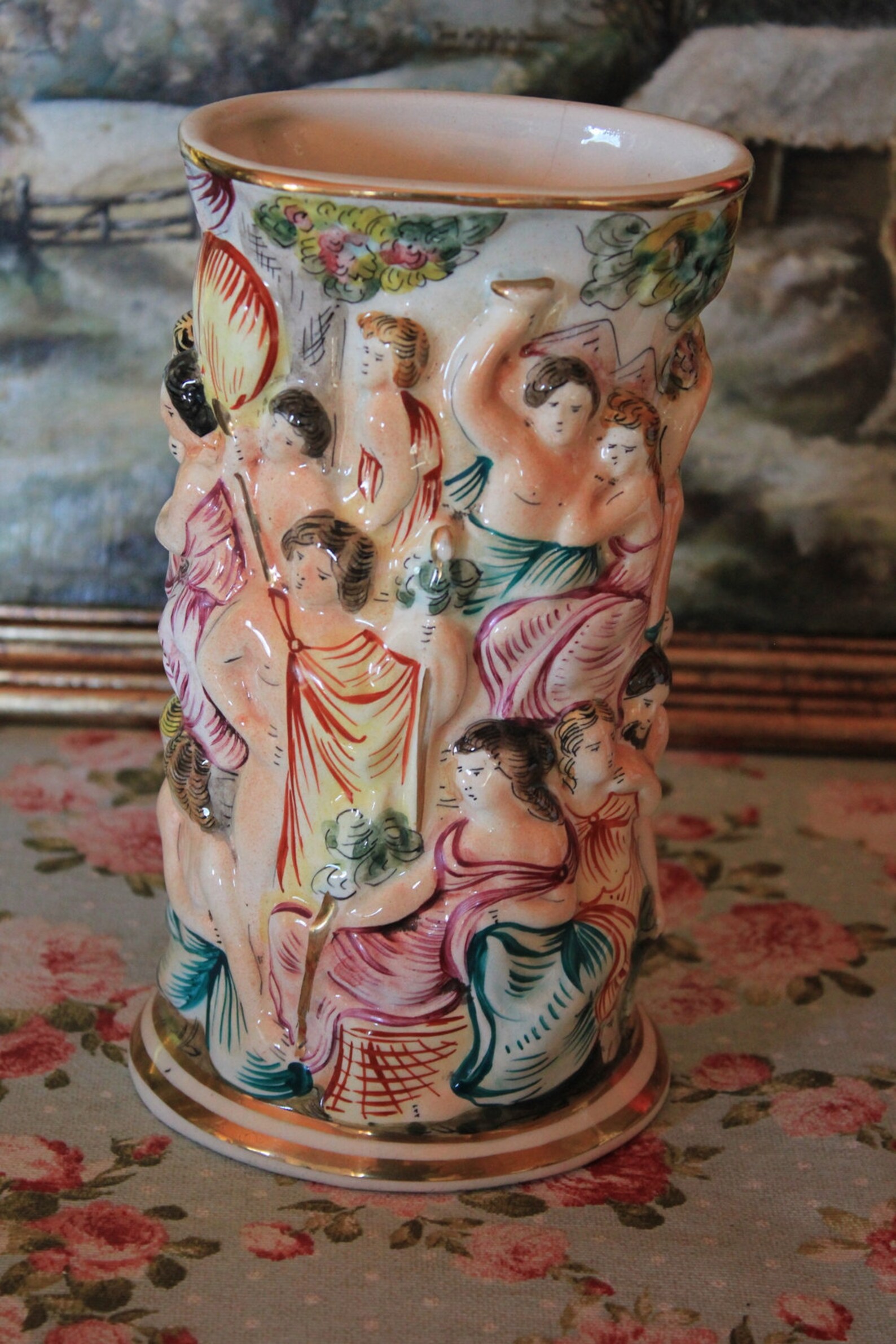Vintage Capodimonte Flower Vase Porcelain Scene Porcelain - Etsy