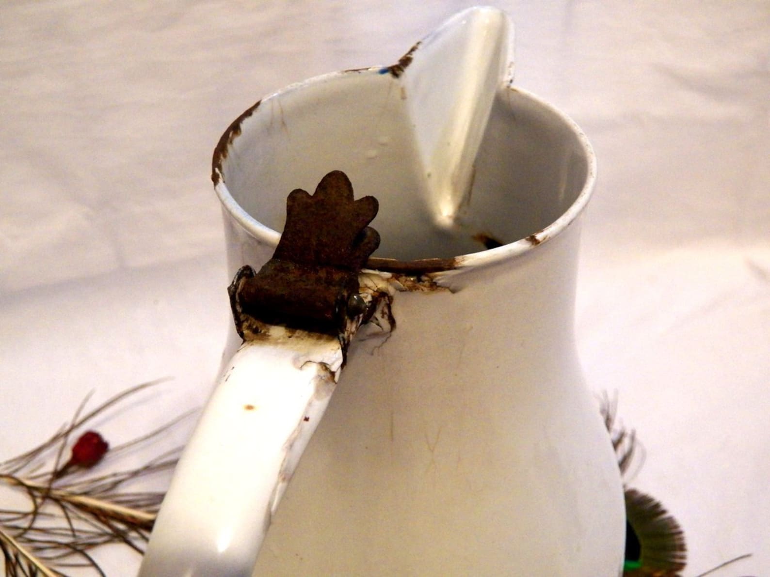 Antique Pitcher Porcelain Metal Pitcher Large Pitcher - Etsy