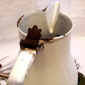 Antique Pitcher, Porcelain Metal Pitcher, Large Pitcher, French Vintage ...
