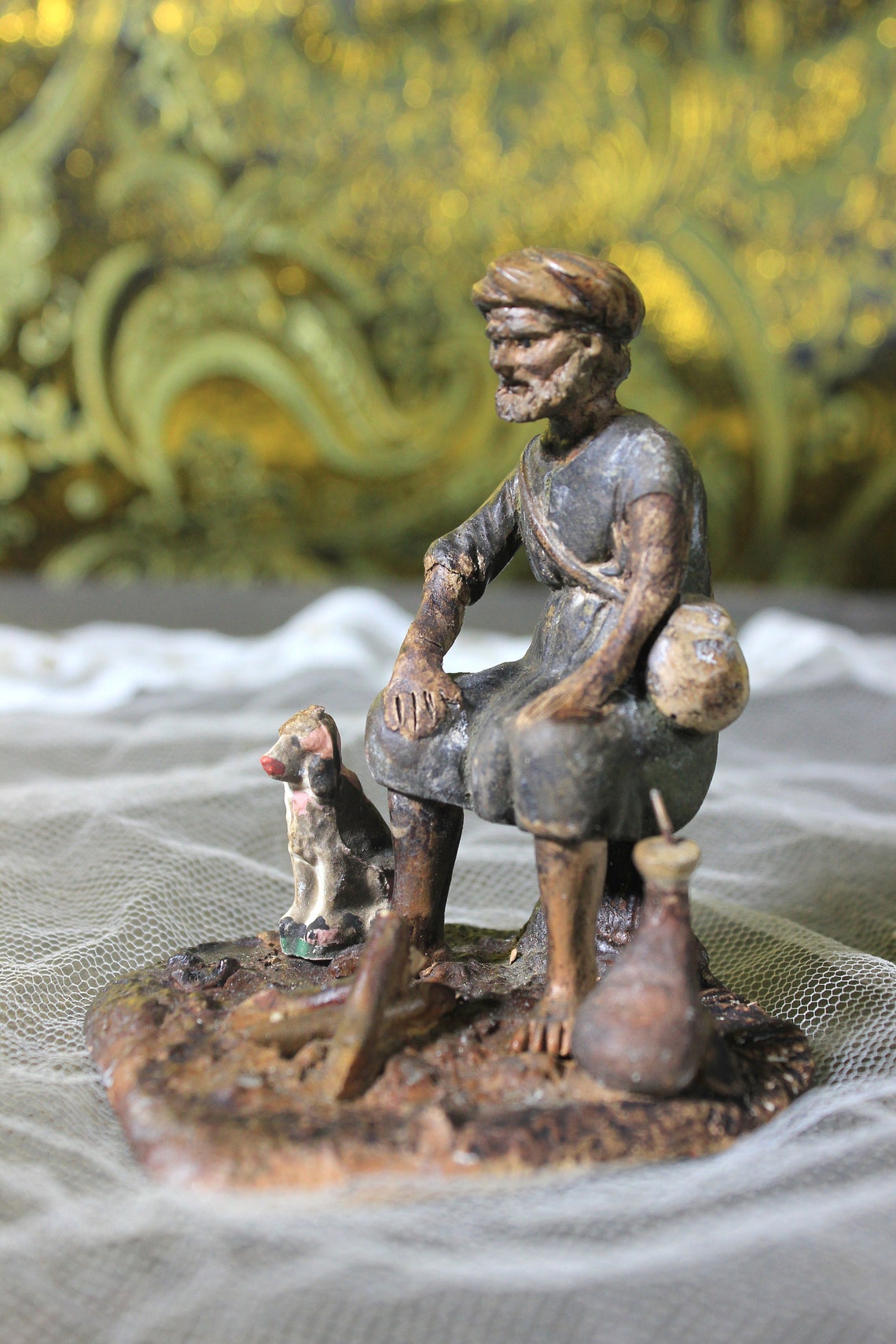 Ancient Polychrome Fired Clay Shepherd Nativity Figure - Etsy