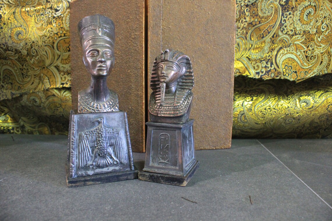 Pair of Egyptian Gods Pair of Metal Busts Egyptian Copper - Etsy