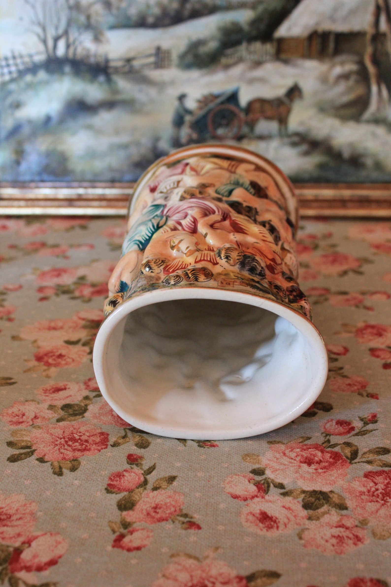 Vintage Capodimonte Flower Vase Porcelain Scene Porcelain - Etsy