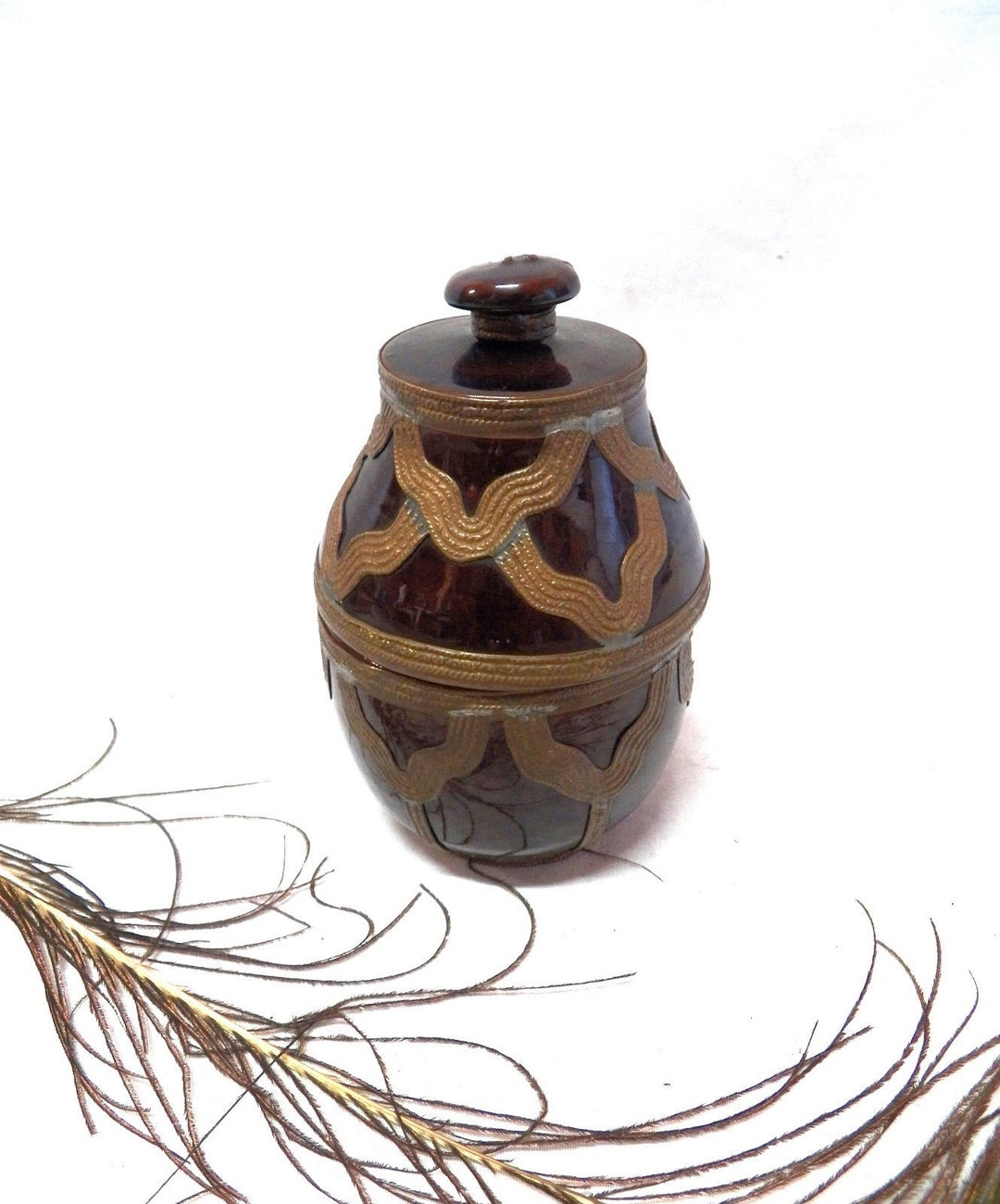 Antique Moroccan Tibor, Ceramic Embossed Metal Tibor, Tea Tibor, Berber ...