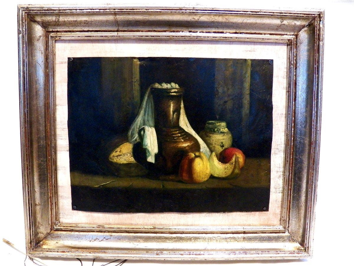 Oil on Copper, Oil Painting S.XIX. Still Life Fruits and Jug, Painting ...