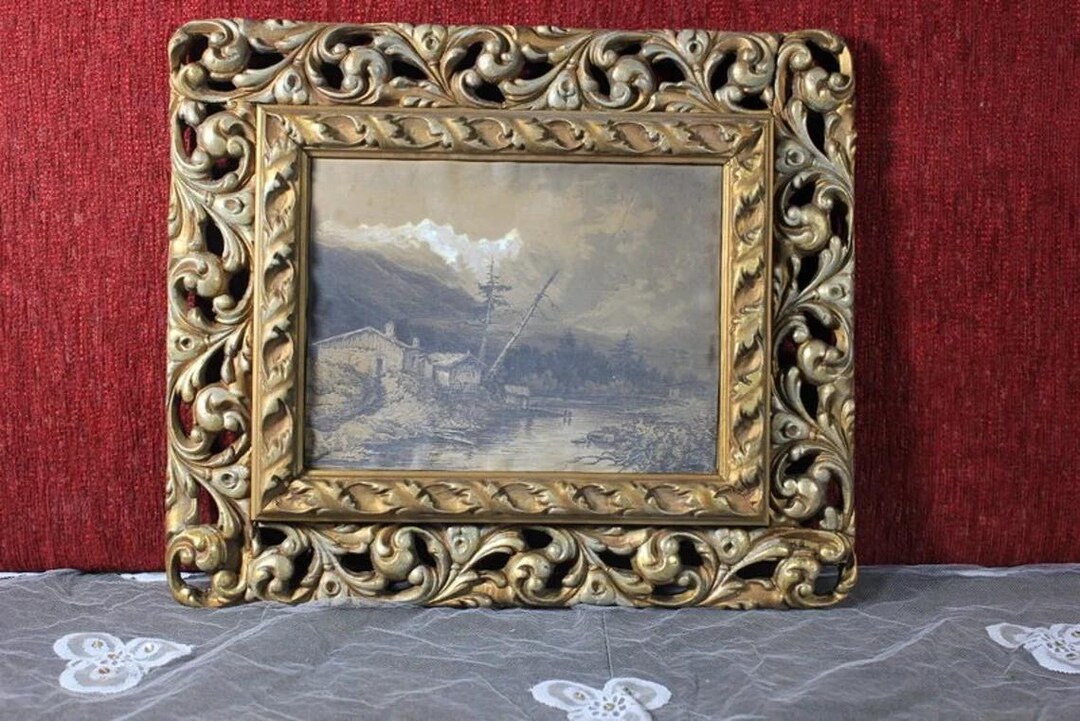 Old Original Drawing, Framed Drawing, Ink Drawing, Rio Landscape ...