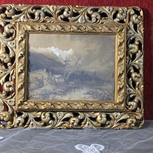 Old Original Drawing, Framed Drawing, Ink Drawing, Rio Landscape ...