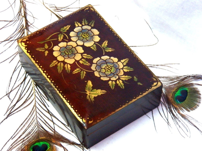 Mirror Box Antique Hand Painted Jewelry Box Lacquered Box - Etsy