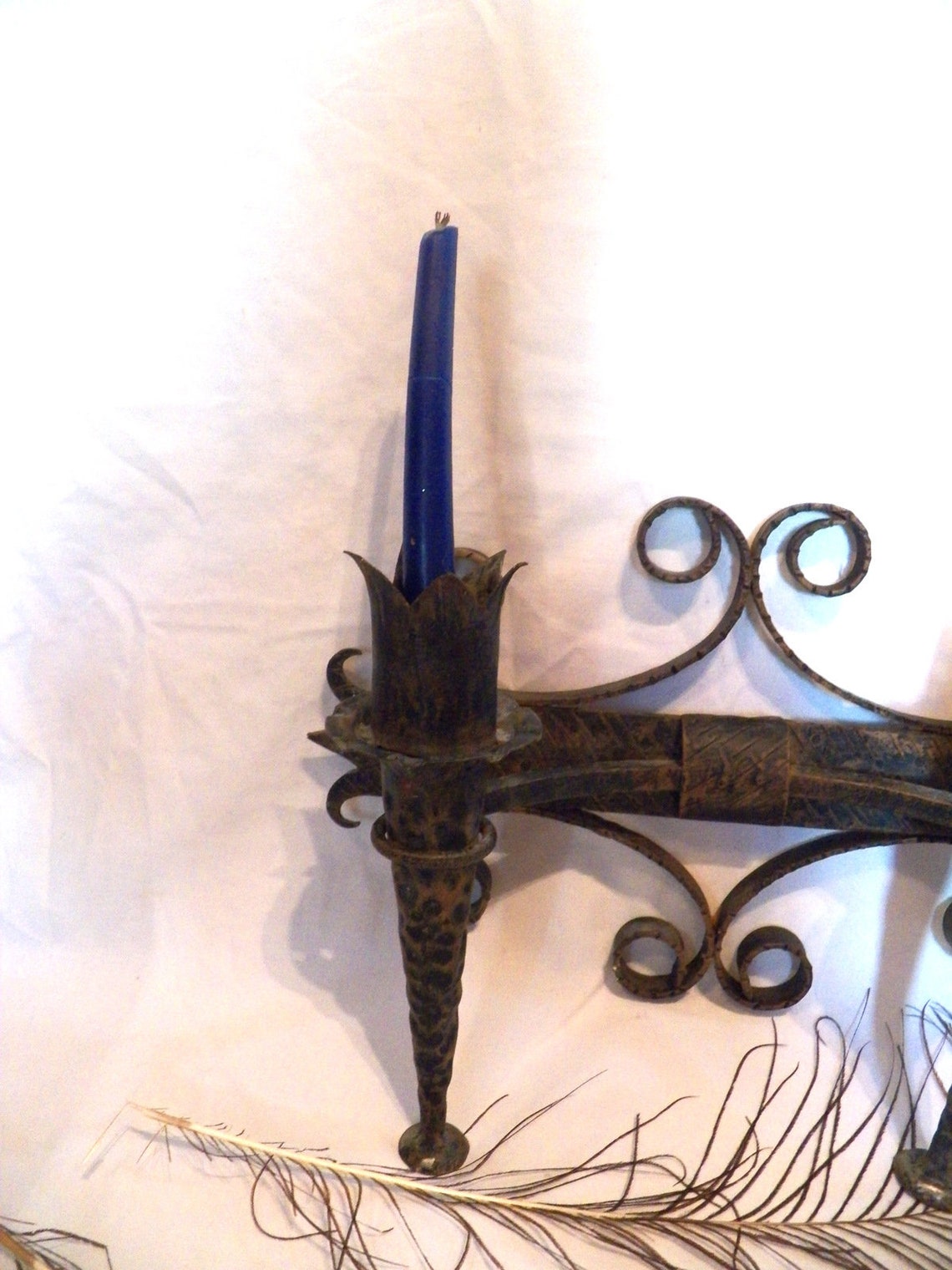 Large Torch Candelabra, Medieval Candelabrum, Wrought Iron Candlestick ...