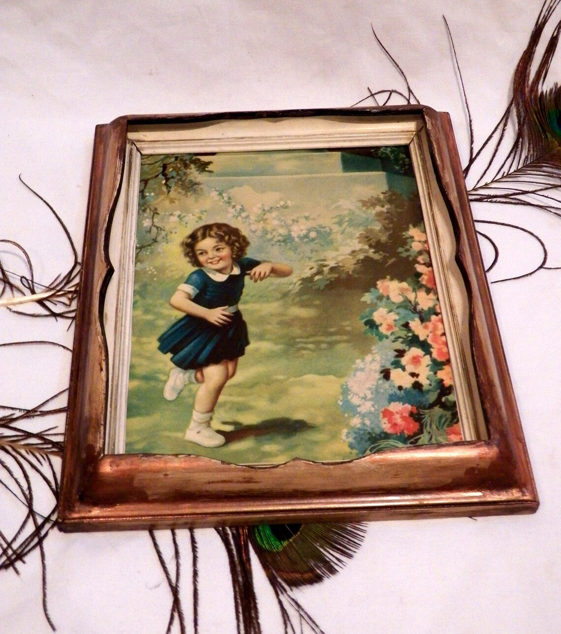 Antique Lithograph Girl Lithograph 20s Framed Lithograph | Etsy