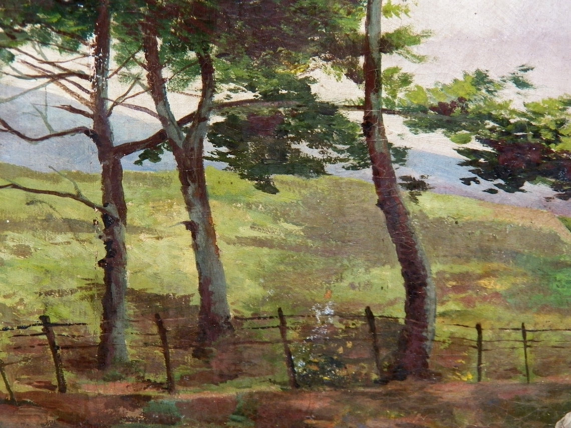 Large Oil Canvas 19th Spanish Painting Realistic Landscape | Etsy