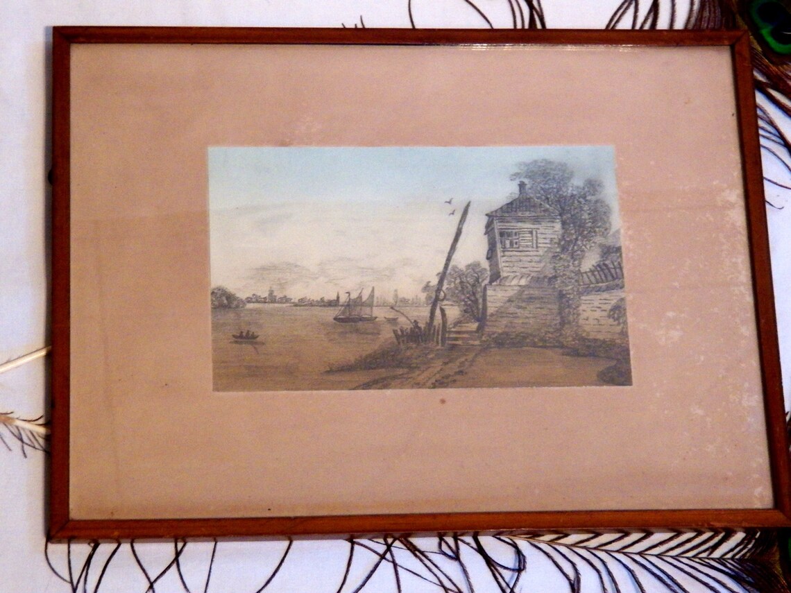 Dutch Drawing 19th Drawing Dutch Landscape Old Framed - Etsy