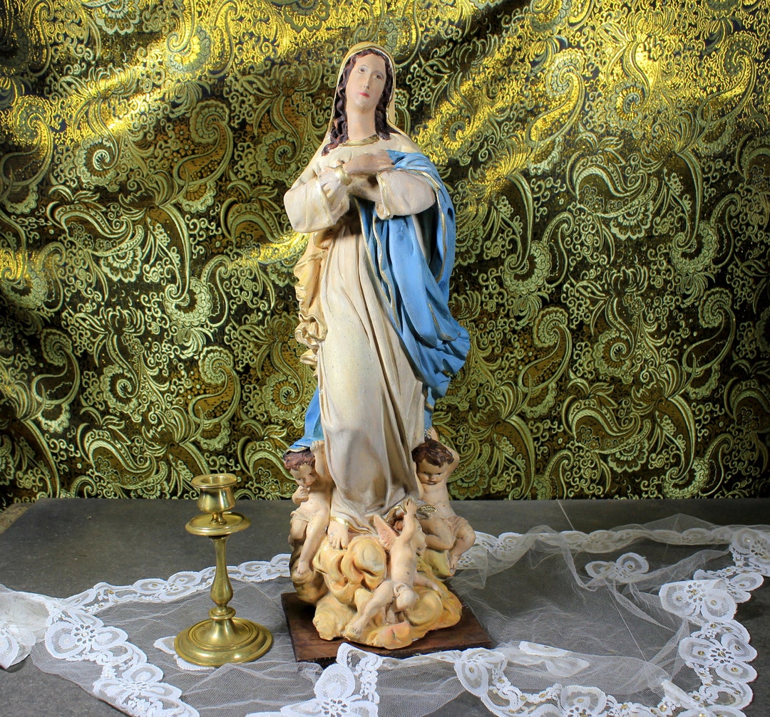 Large Immaculate Virgin, 48 Cm, Old Virgin Mary, French S. XIX, Old ...