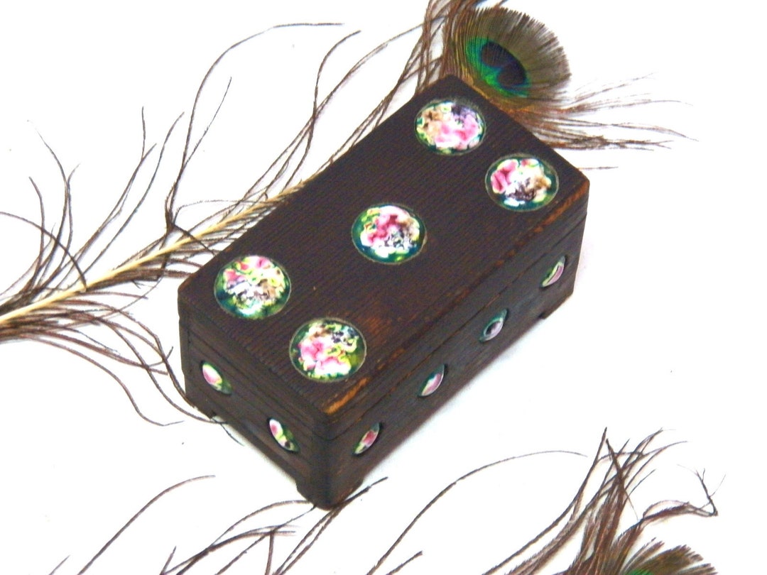 Enameled Jewelry Box, Fire Enameled Box, Antique Jewelry Box With ...