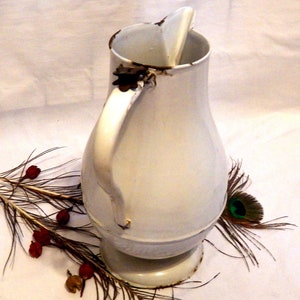 Antique Pitcher, Porcelain Metal Pitcher, Large Pitcher, French Vintage ...