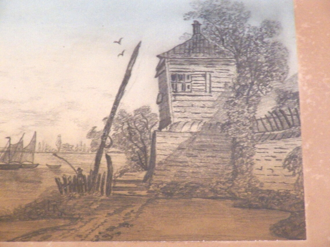 Dutch Drawing 19th Drawing Dutch Landscape Old Framed - Etsy