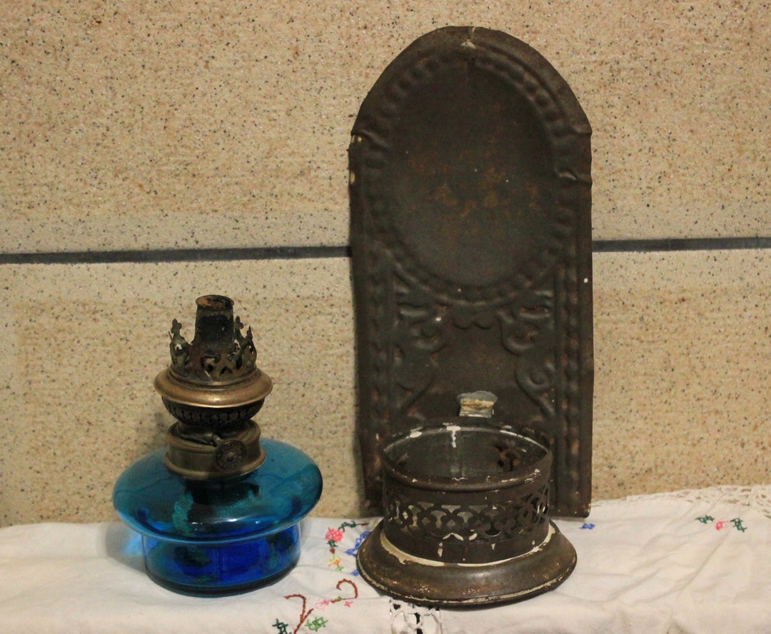 Antique Oil Lamp Wall , French Oil Lamp, Kerosene Glass Lamp, Rustic ...
