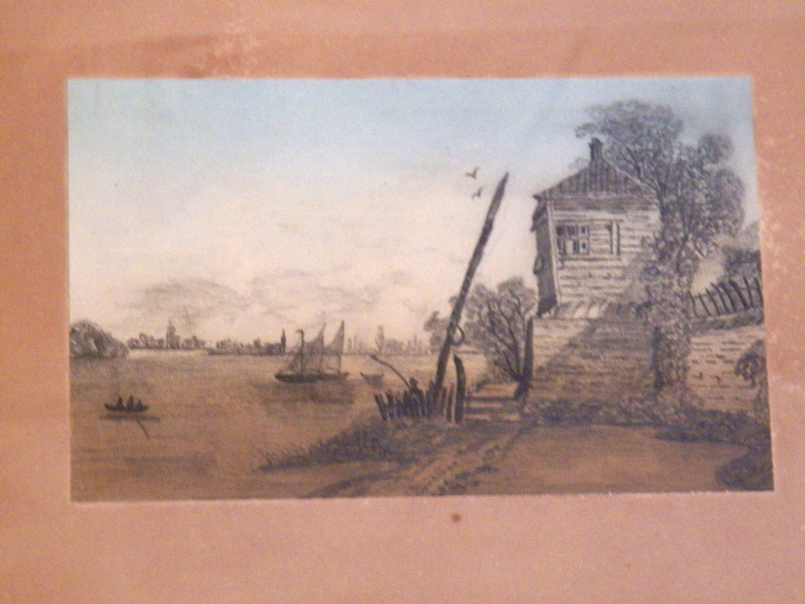 Dutch Drawing 19th Drawing Dutch Landscape Old Framed - Etsy
