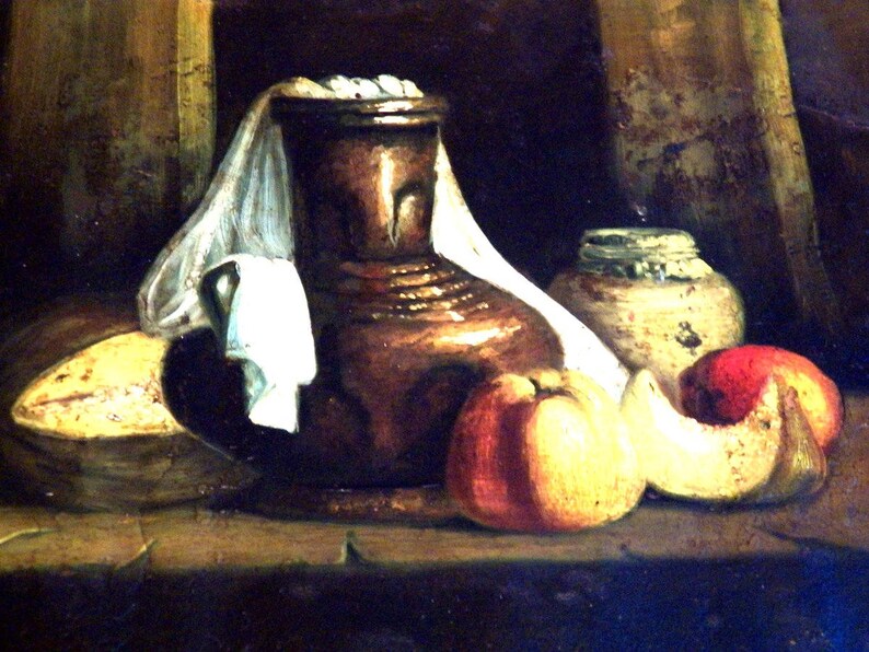 Oil on Copper, Oil Painting S.XIX. Still Life Fruits and Jug, Painting ...