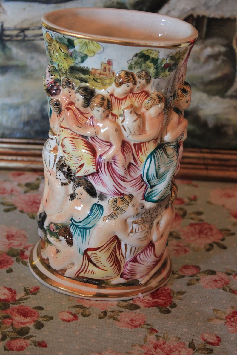 Vintage Capodimonte Flower Vase Porcelain Scene Porcelain - Etsy
