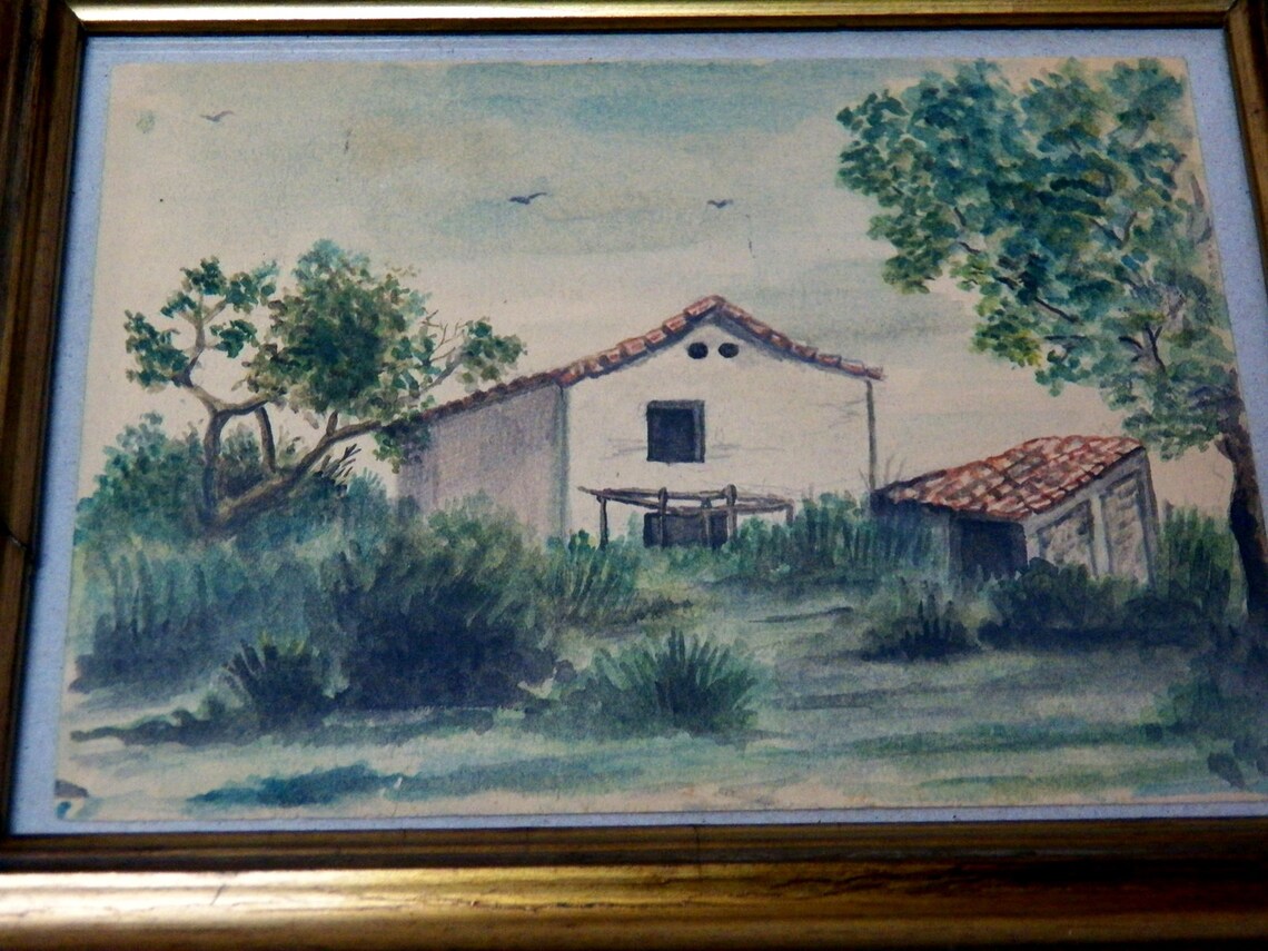 Couple Original Drawings Landscapes Drawings 40s Antique - Etsy