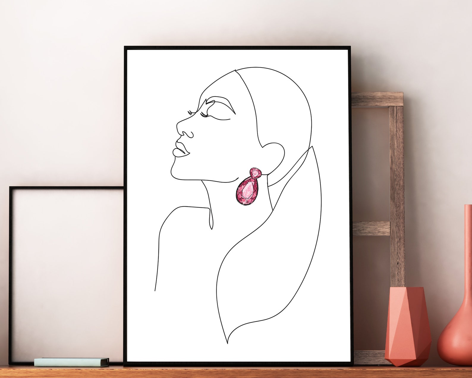 Woman One Line Drawing Face Figure Abstract Simple Line | Etsy