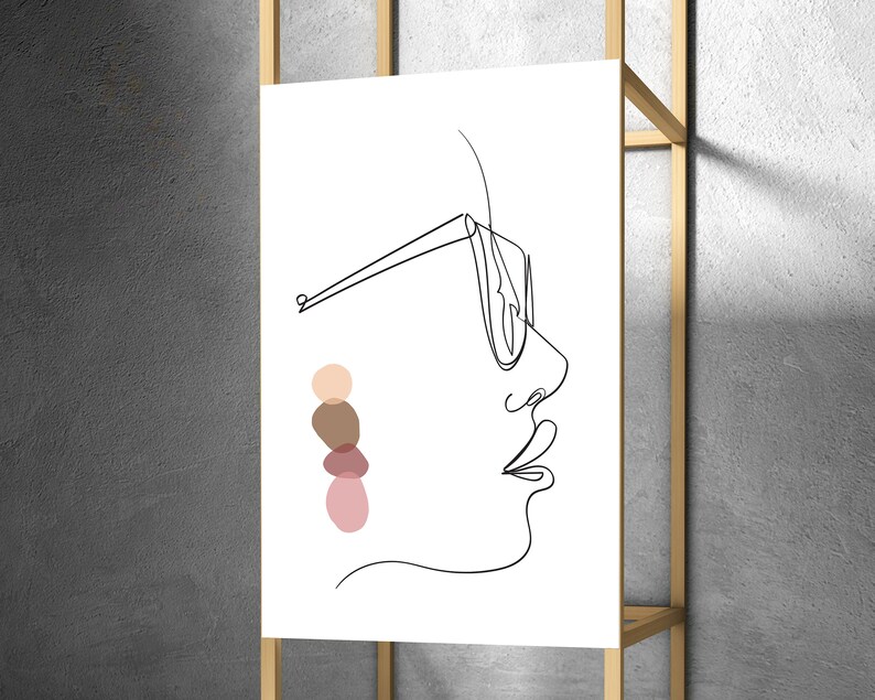 Woman Face Figure Line Drawing One Line Woman Printable Wall Etsy
