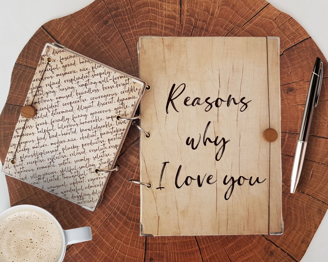 Reasons Why I Love You Notebook, Cute Wood Look Journal in A4, A5 or A6 ...