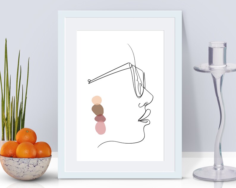 Woman Face Figure Line Drawing One Line Woman Printable Wall Etsy