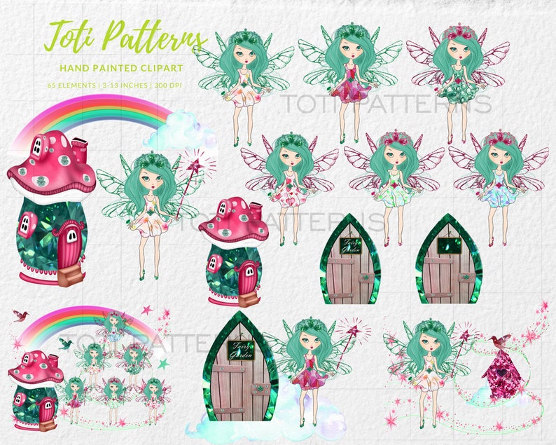 Pink PNG Fairies Clipart Watercolor Illustrations Free | Etsy